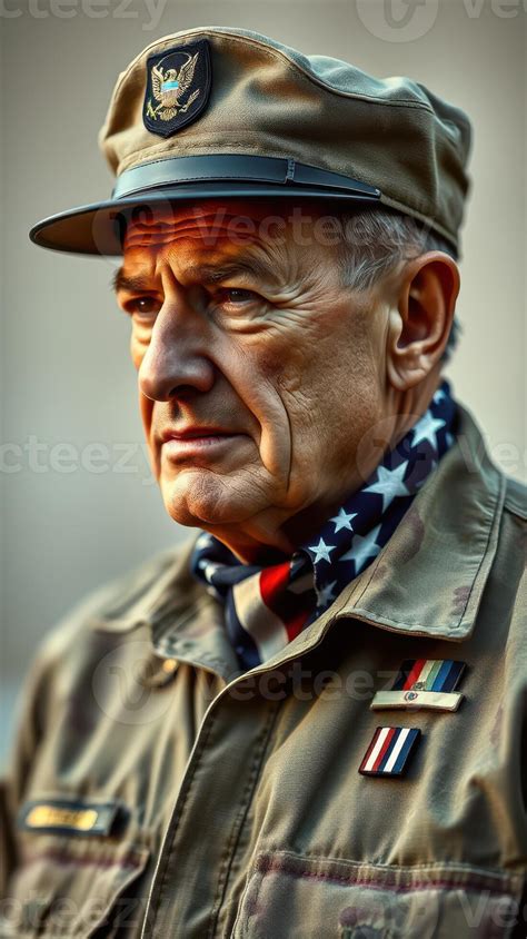Veteran In Uniform With Medals Expressing Pride During A Commemorative