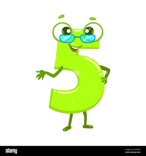 Cartoon Funny Math Number Five Character Arithmetic Teacher Number