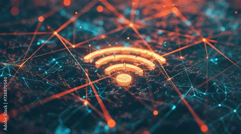 Wireless Network And Connection Abstract Data Background With Wifi Symbol Stock Illustration