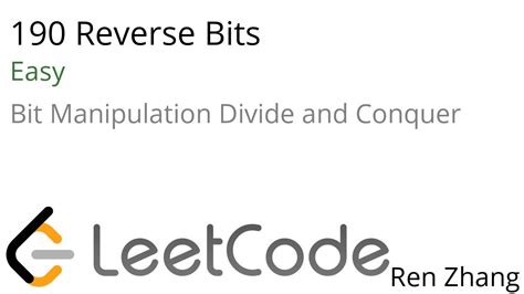 leetcode 190 reverse bits youtube