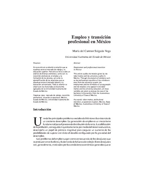 Empleo Y Transicion Profesional En México Empleo Y Transición Profesional En México María Del