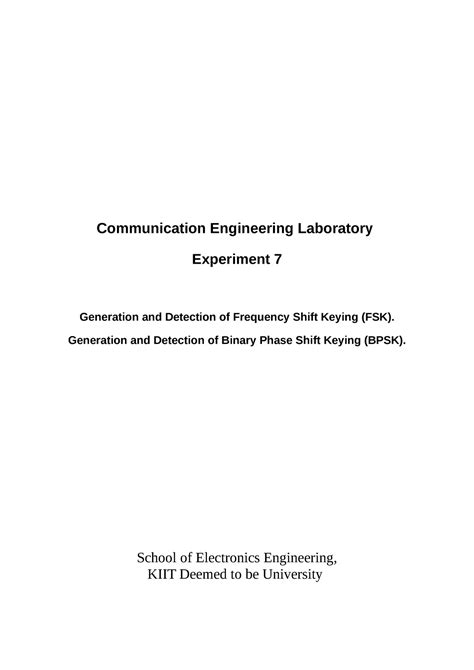 EC EX Comm Engg Lab Communication Engineering Laboratory Experiment Generation And