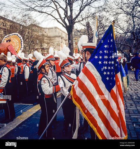 Marching Under American Flag