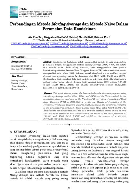 Pdf Perbandingan Metode Moving Average Dan Metode Naïve Dalam