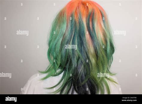 Canadian Filipino Teen Ager Girl With Dyed Hair In Different Color