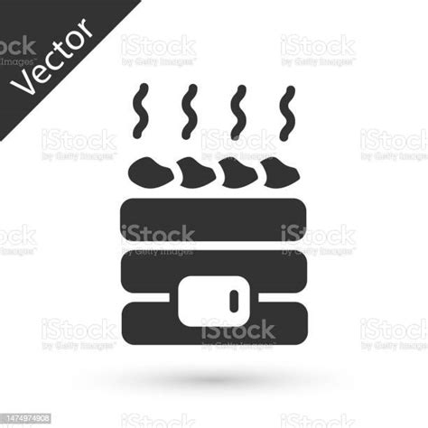 회색 뜨거운 사우나 돌 아이콘은 흰색 배경에 격리되어 있습니다 스파 리조트 레크리에이션 목욕탕 휴식 전기 히터에 뜨거운 돌 벡터 개념에 대한 스톡 벡터 아트 및 기타 이미지