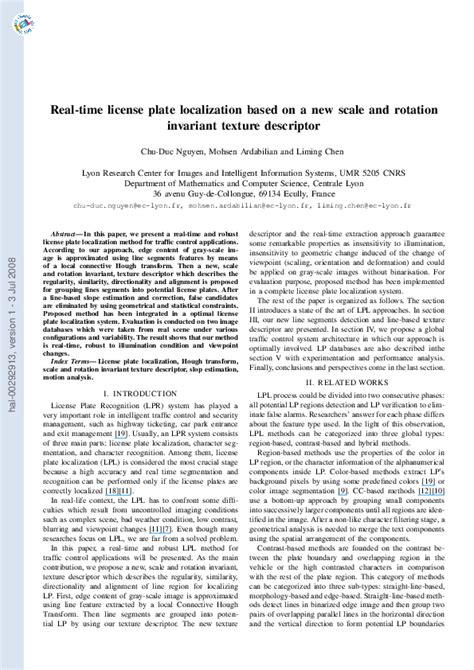 Pdf Real Time License Plate Localization Based On A New Scale And