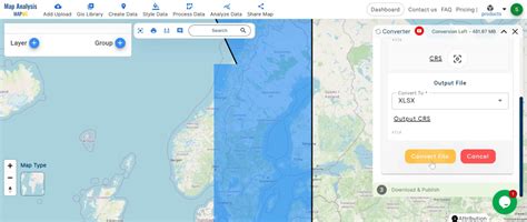 convert gis data online kmz to xlsx