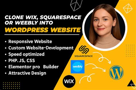 convert clone wix weebly webflow squarespace to wordpress using