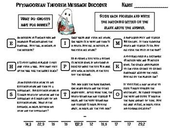 Pythagorean Theorem Game Halloween Math Activity Message Decoder