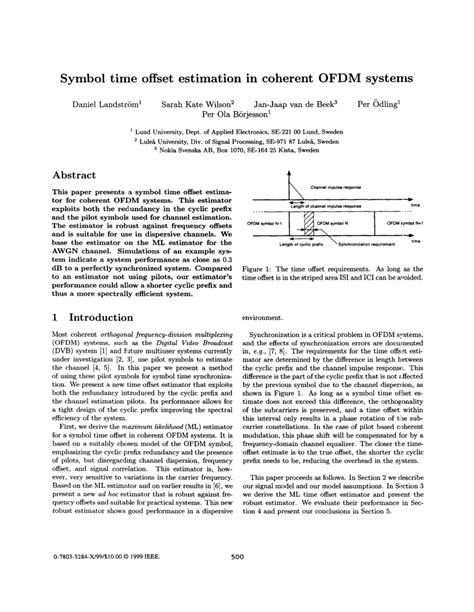 Pdf Symbol Time Offset Estimation In Coherent Ofdm Systems