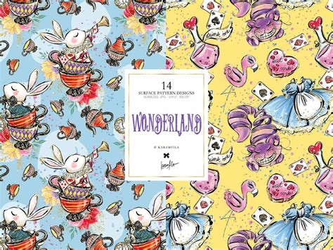 Alice In Wonderland Patterns Masterbundles