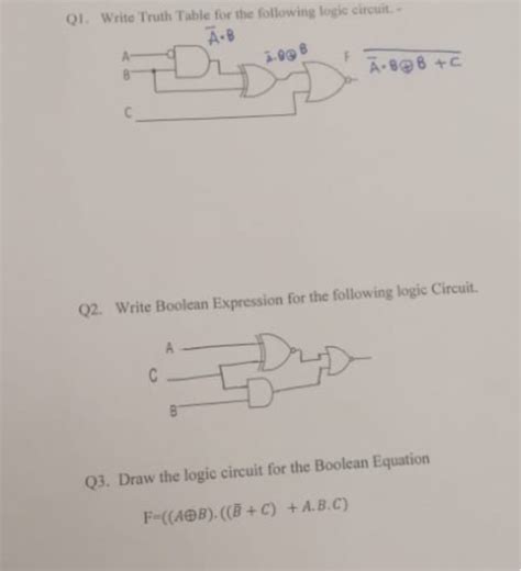 Solved Q1write Truth Table For The Following Logic Circuit