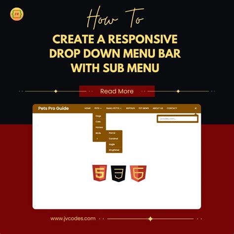 Free Responsive Navigation Bar Menus In HTML CSS JavaScript JV Codes
