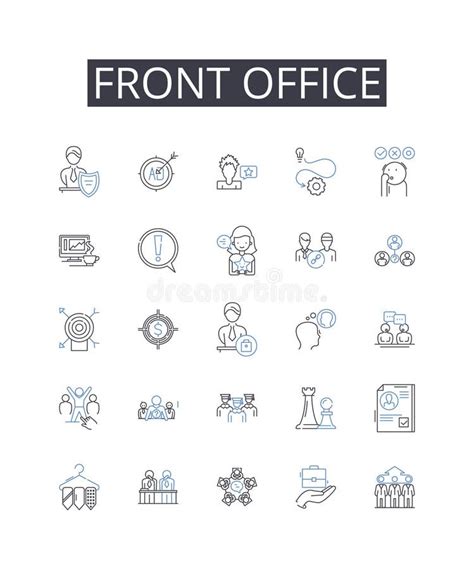 Front Office Line Icons Collection Backstage Area Customer Service Reception Desk