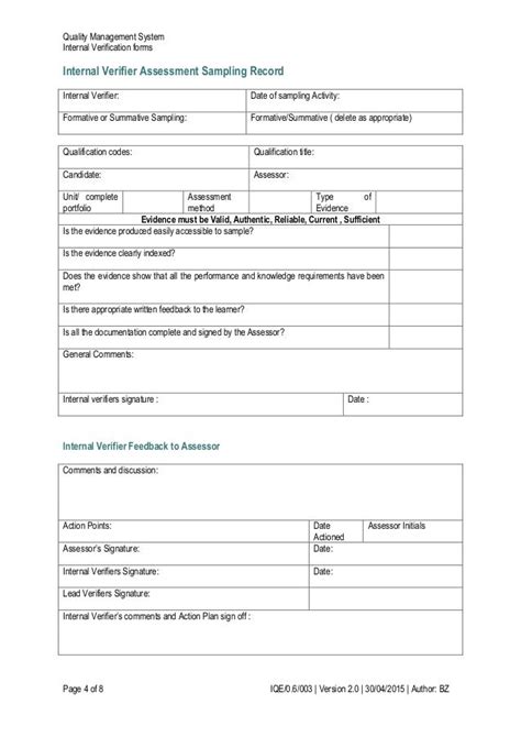 Internal Verification Forms