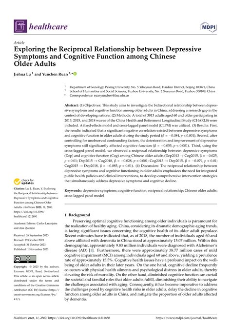 Pdf Exploring The Reciprocal Relationship Between Depressive Symptoms