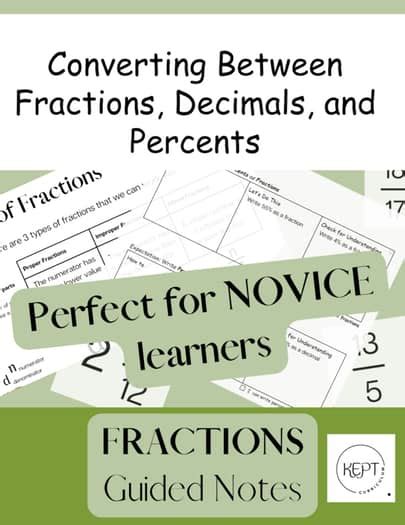Fractions And Math Operations Guided Notes By Kept Curriculum Ook