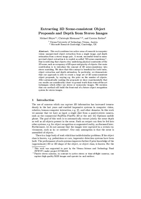 Pdf Extracting 3d Scene Consistent Object Proposals And Depth From Stereo Images