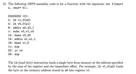 Solved The Following Mips Assembly Code Is For A Function