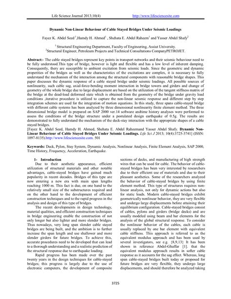 Pdf Dynamic Non Linear Behaviour Of Cable Stayed Bridges Under