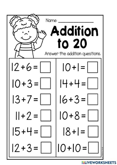 Addition To 20 Worksheet Math Evaluation 42