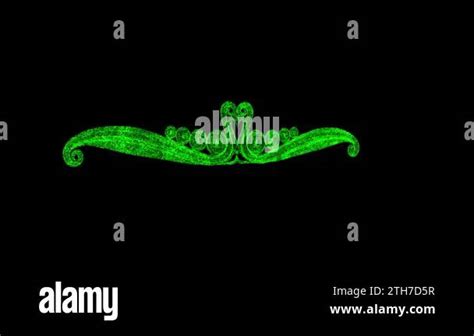 3d Ornament Rotates On Black Bg Object Dissolved Green Flickering Particles 60 Fps Business