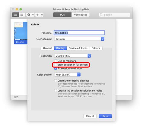 Fullscreen Prevent Microsoft Remote Desktop From Starting In Full
