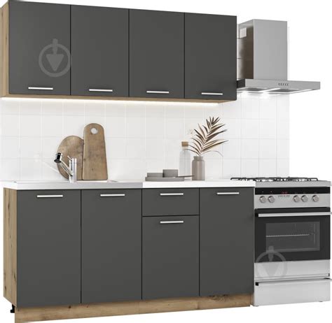 ᐉ Кухня Грейд Софі графіт сірий дуб артизан стільниця 6 уп ДСП 1 6 м • Краща ціна в Києві