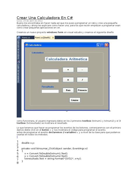 Crear Una Calculadora En C Pdf Entorno De Desarrollo Integrado