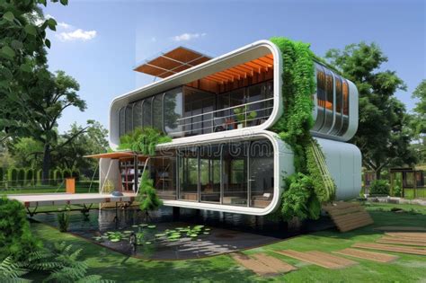 Stylish And Sustainable Self Sufficient House Design With Innovative Modern Features Stock