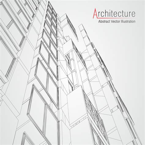 Architecture Line Background Building Construction Sketch Vector Abstract Modern City 3d