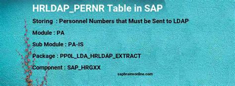 hrldap pernr sap table for personnel numbers that must be sent to ldap