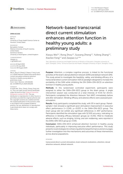 Pdf Network Based Transcranial Direct Current Stimulation Enhances
