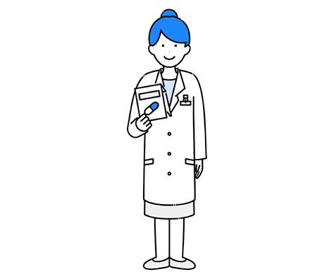 薬を持った女性薬剤師のイラスト