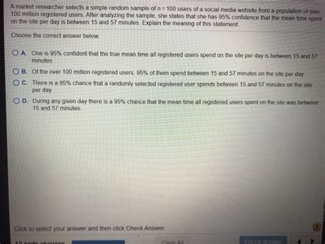 solved a market researcher selects a simple random sample of