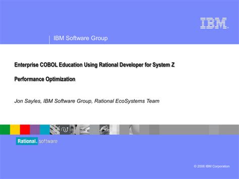 Cobol Performance Optimization With Rational Developer For System Z