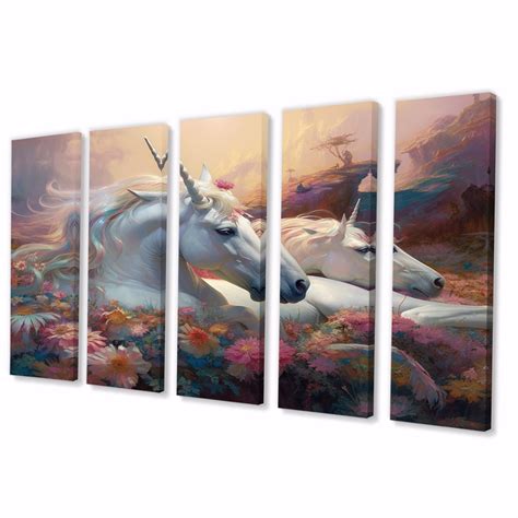 Trinx Cute Unicorns Sleeping Together In Flowerfield Iv Fantasy