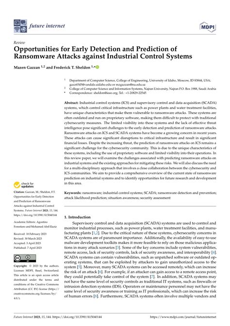 Pdf Opportunities For Early Detection And Prediction Of Ransomware