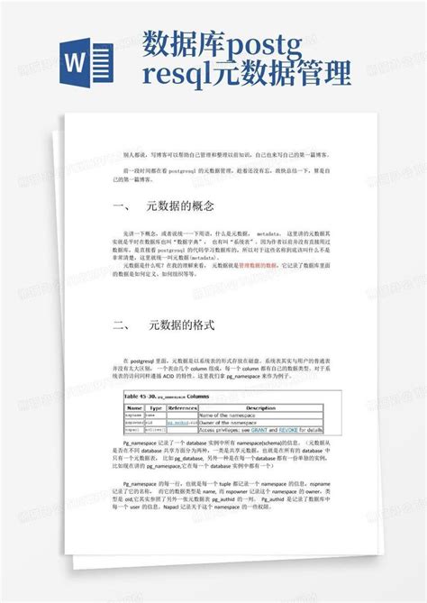 数据库postgresql元数据管理word模板下载编号lywpzknd熊猫办公