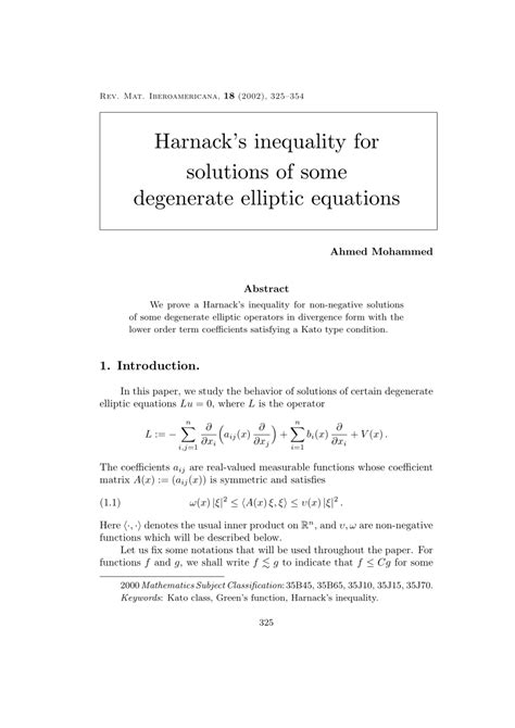 Pdf Harnacks Inequality For Solutions Of Some Degenerate Elliptic