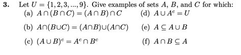 Solved Discrete Math Hw Let U 1 2 3 9 Give