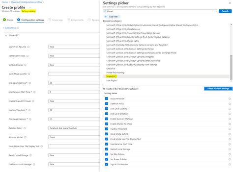 intune a reference to kiosk shared pc mode