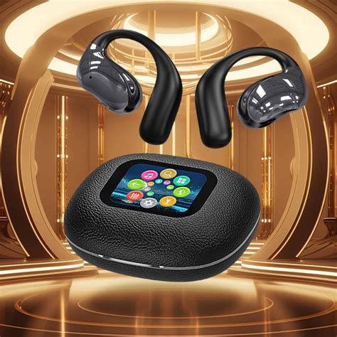 Outoloxit Wireless Earbuds Full Color Touchs Screen Open Bluetooth Headset Open Leather