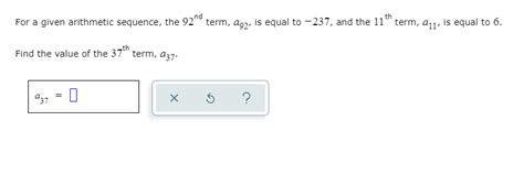 solved for a given arithmetic sequence the 92nd term 492
