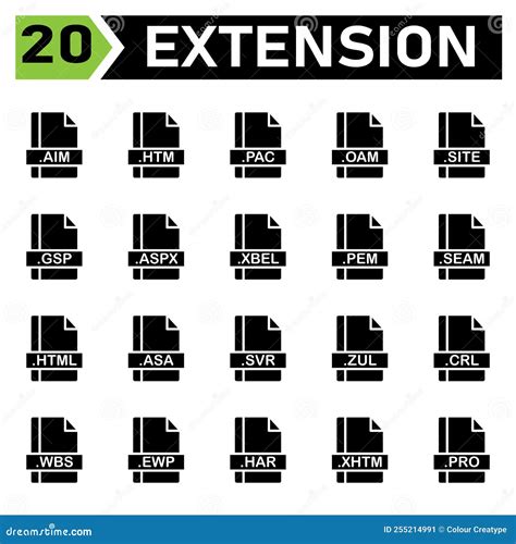 File Extension Icon Set Include Aim Htm Pac Oam Site Gsp Aspx Xbel Pem Seam Html Asa