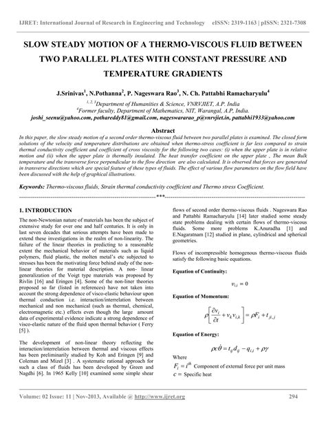 Slow Steady Motion Of A Thermo Viscous Fluid Between Two Parallel Plates With Constant Pressure
