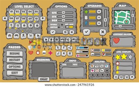 Complete Set Graphical User Interface Gui เวกเตอร์สต็อก ปลอดค่า