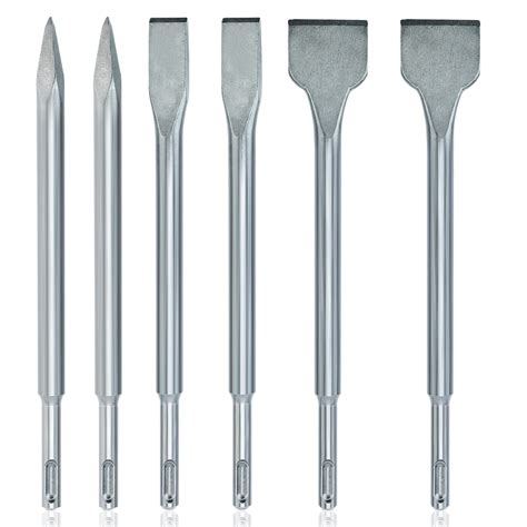 Yaetek 6pcs Sds Plus Hammer Drill Chisel Set Rotary Hammer Drill Bits
