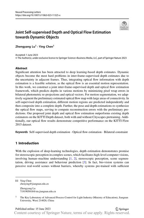 Joint Self Supervised Depth And Optical Flow Estimation Towards Dynamic Objects Request Pdf